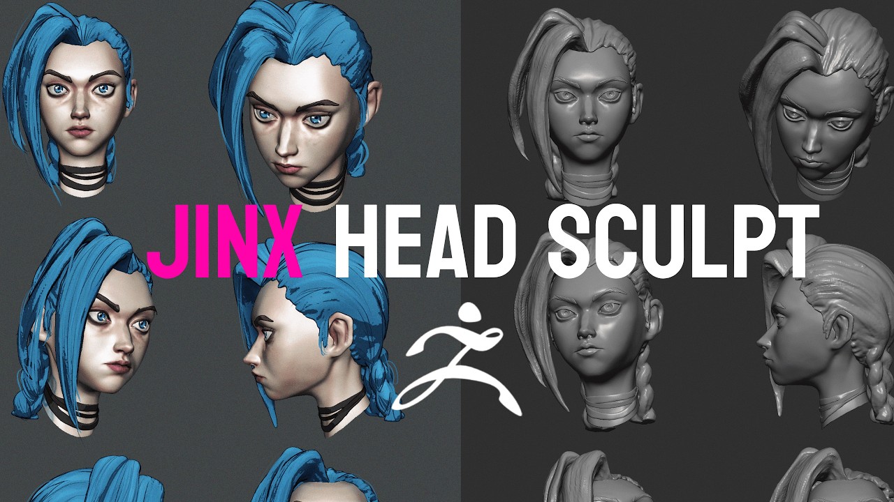 Jinx Head Sculpt (Realtime/ Long Version) Process