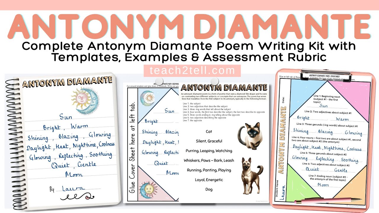Diamante Poem Templates & Lesson Plan | Poetry Writing Made Easy for Teachers