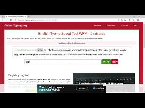 English Typing Speed Test WPM 5 minutes