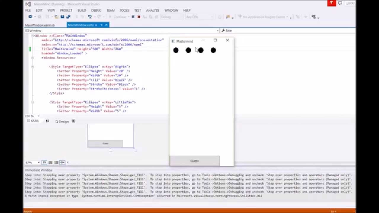 VB.NET 2013: Master Class - WPF Mastermind Game Part 1