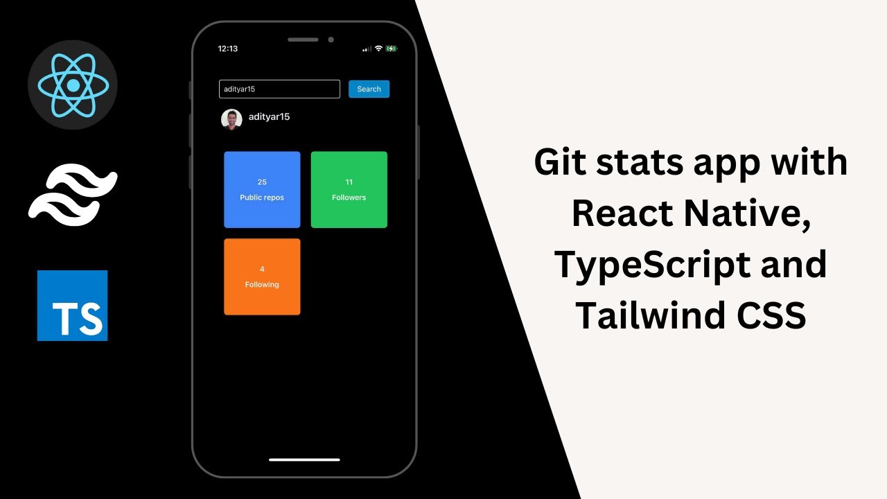 Git stats app using React Native, Tailwind CSS and TypeScript