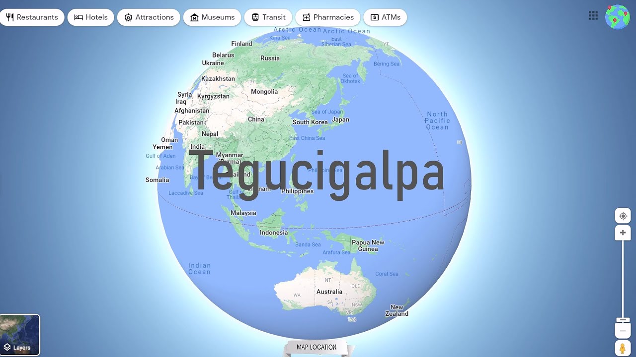 Where on the map is the capital of Honduras - Tegucigalpa