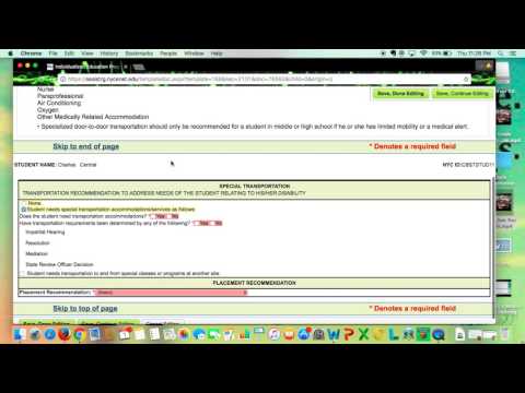 SESIS Special Transportation/Placement Recommendations