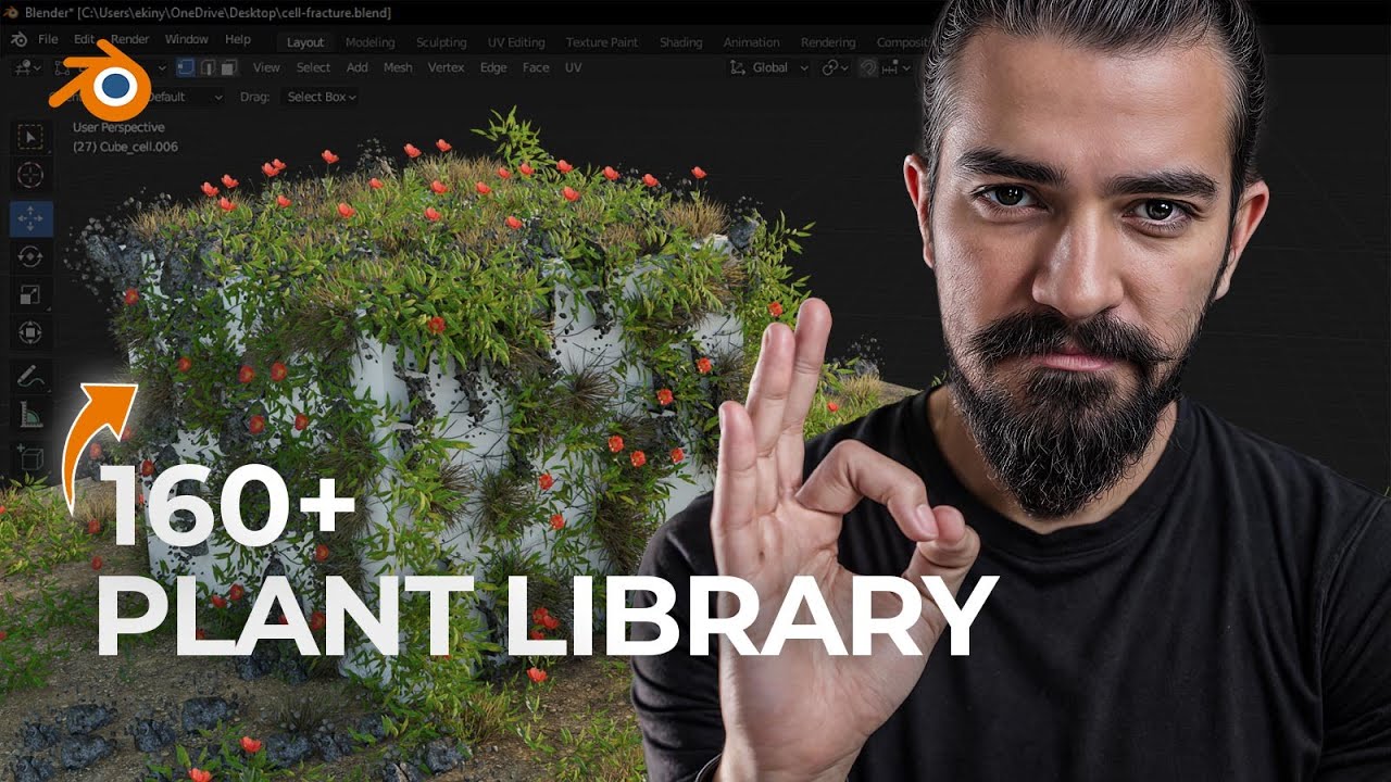 BLENDER'S PLANT LIBRARY: Add Realistic 160+ Plants for Free Step by Step