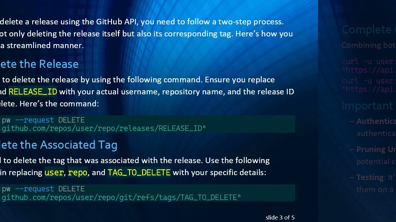 How to Completely Delete a Release with GitHub API