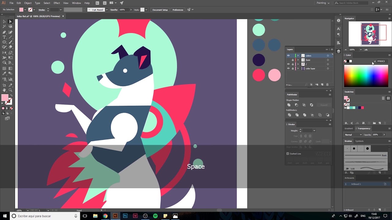 14/20 Laika en estilo flat — Ilustración: Introducción a la ilustración vectorial