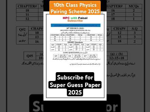 physics scheme 10th class 2025 | 10th class pairing scheme 2025 scheme| 10th class 2025 all subjects