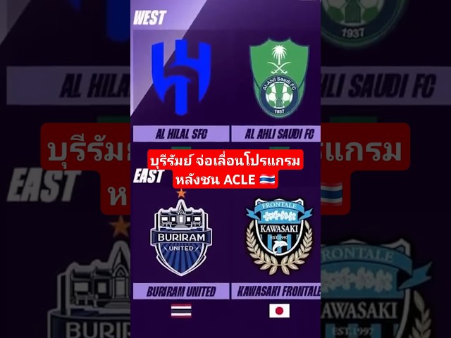 บุรีรัมย์ ยูไนเต็ด จ่อเลื่อนโปรแกรมอีกครั้ง หลังชน ACLE #บอลไทย #ฟุตบอลไทย #บุรีรัมย์ยูไนเต็ด ...