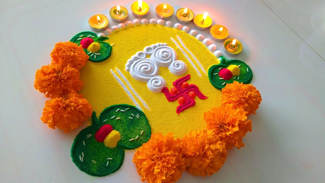 New Happy Dussehra Beautiful Rangoli Designs - Blouse Designs