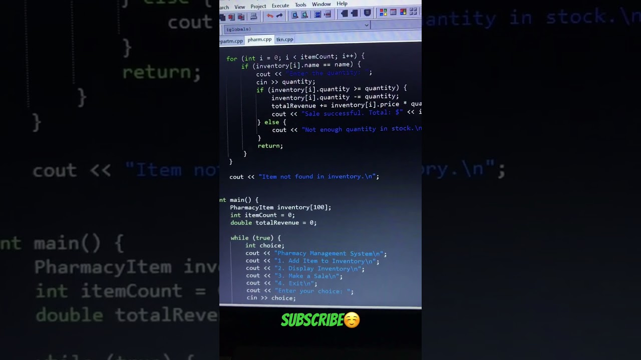 pharma management IDE dev c++ #cppprogramming