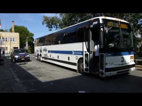 MTA NYCT Bus: 2015 Prevost X3-45 X17 Express Bus #2566 at 86th St-Gatling Place (Weekend)