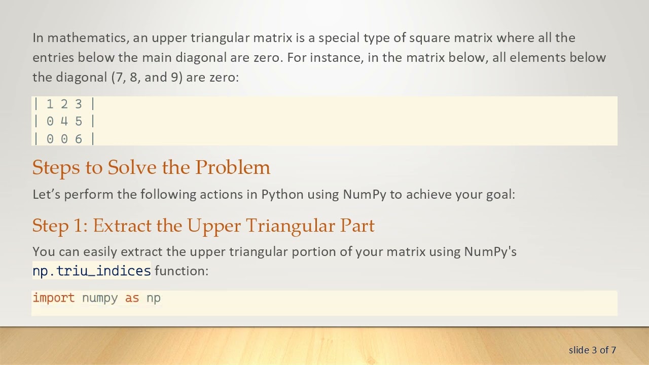 How to Rebuild an Upper Triangular Matrix in Python using NumPy