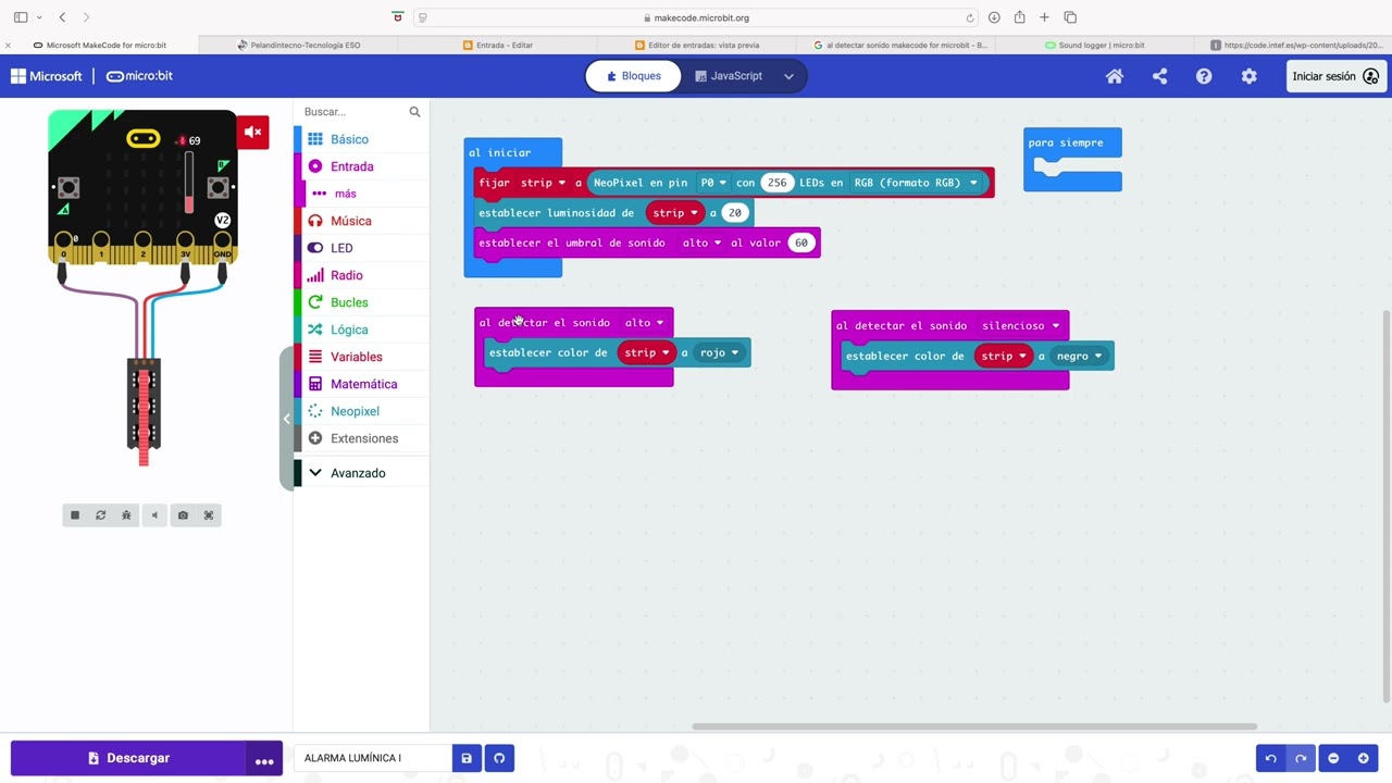 Práctica 15: Alarma lumínica I