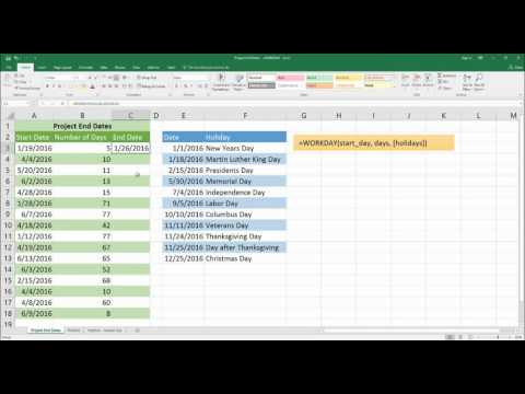 Project End Dates - =WORKDAY