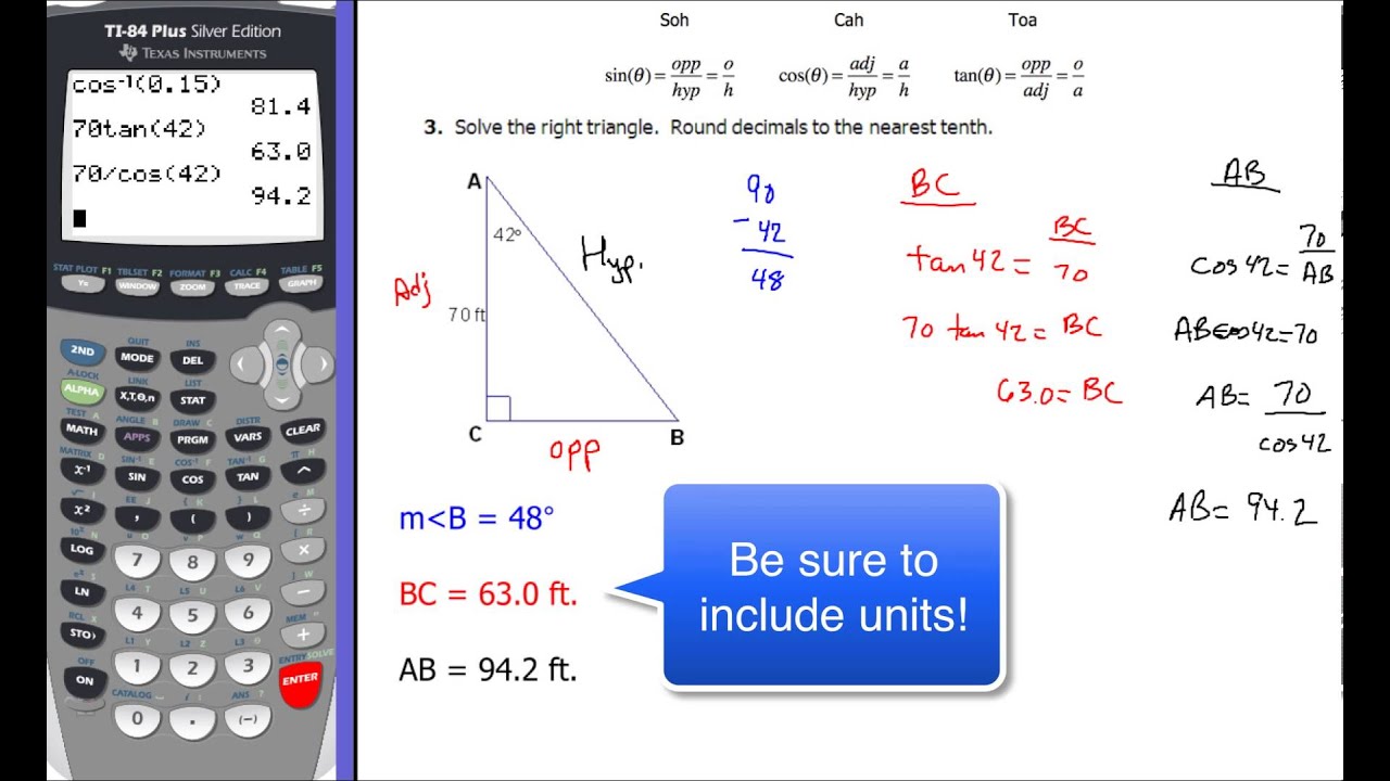 7-7 Solving Right Triangles Ex 3 and 4