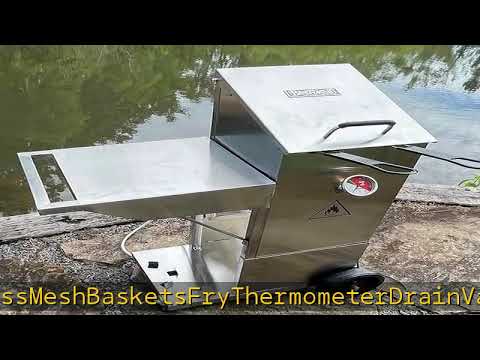 Bayou Classic 700-704 4-gal Stainless Bayou Fryer with Cart Includes 2 Stainless Mesh Baskets Fry T