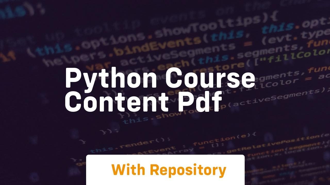 python course content pdf