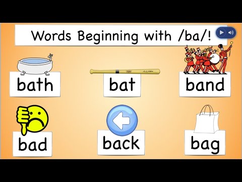 Phonics for Kindergarten and First Grade: Words Beginning with /ba/ bad, bat, band, back, bath, bag