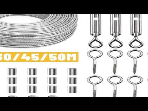 56pcs/Set Camping Clothesline PVC Coated Flexible Steel Wire Rope Stainless Steel Guardrail Safety R