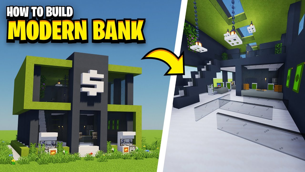 How To Build A MODERN BANK In Minecraft!