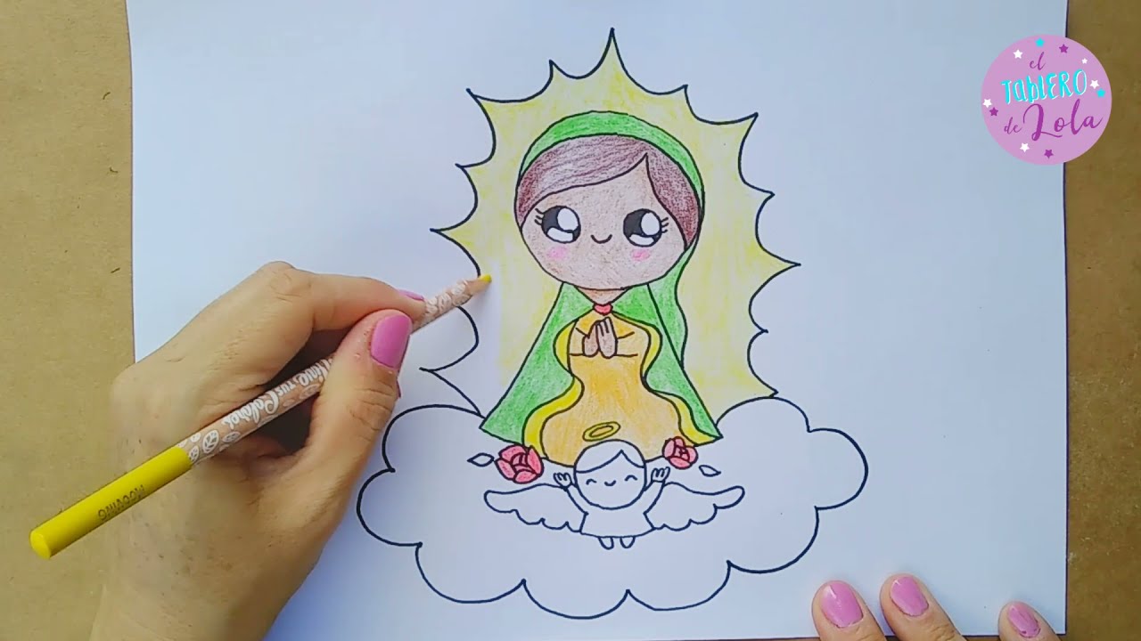 CÓMO DIBUJAR A LA VIRGEN DE GUADALUPE 🕍 KAWAII paso a paso