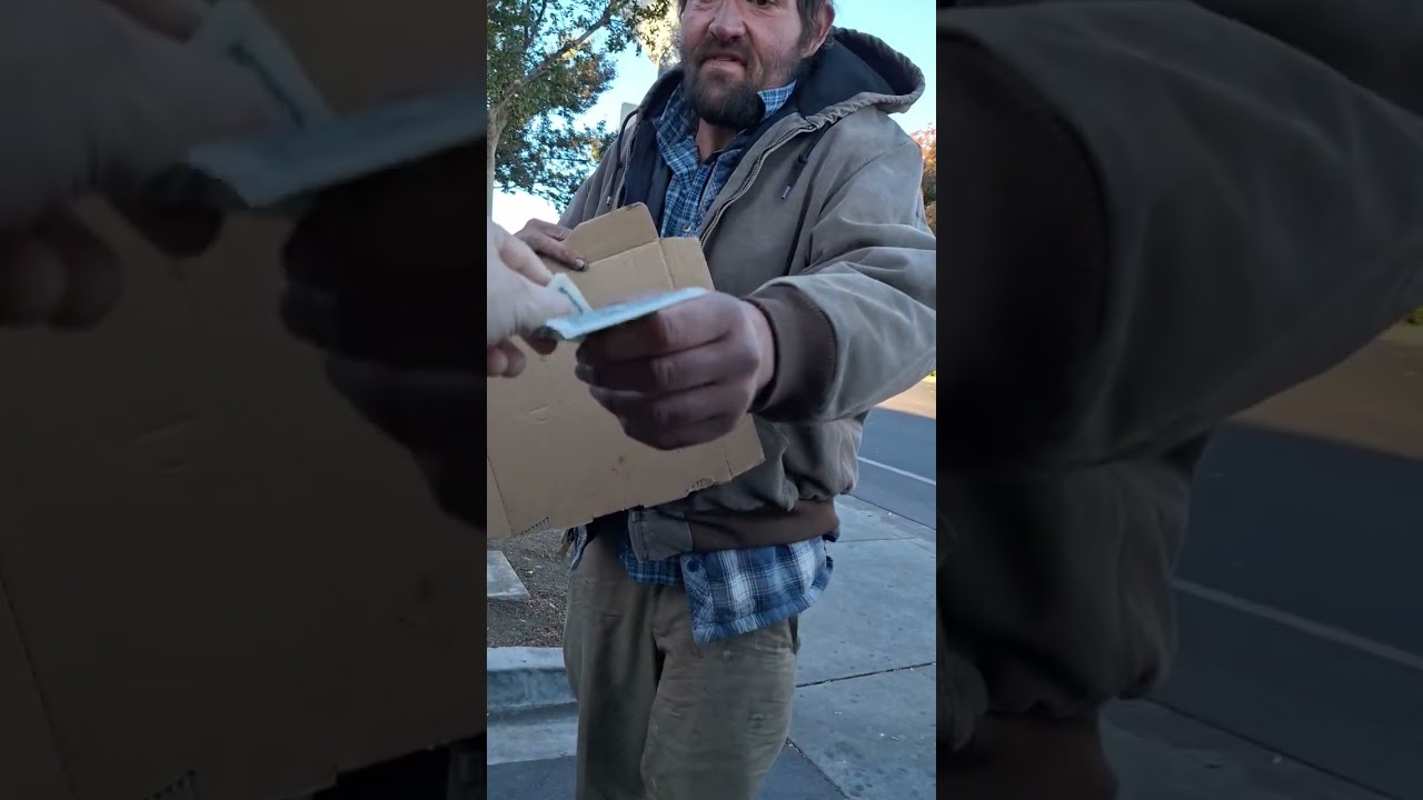 I liked this homeless man's cardboard sign so much I gave them double the donation 😊 💰 #charity #luv