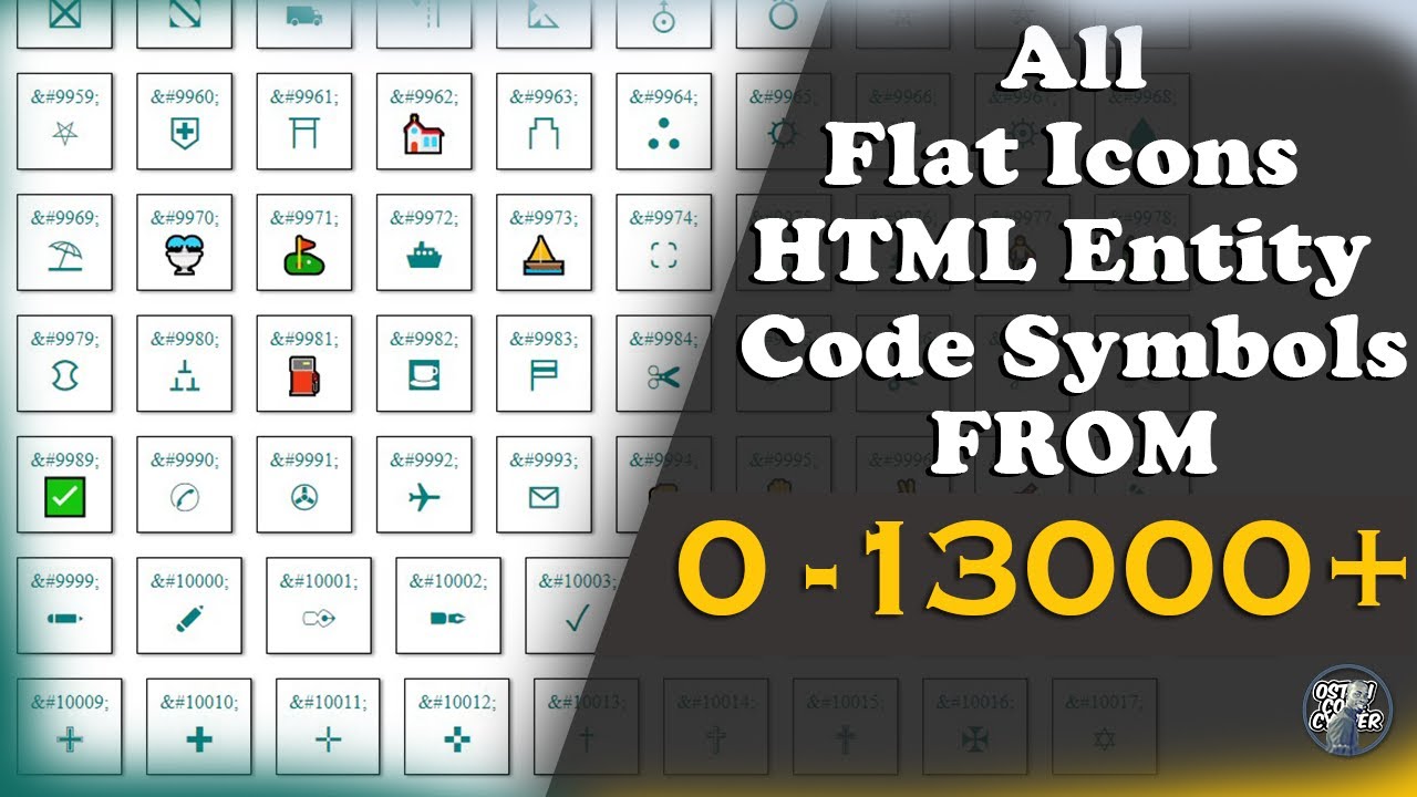 All Flat Icons HTML Entity Code Symbols/Characters Discovery using JavaScript