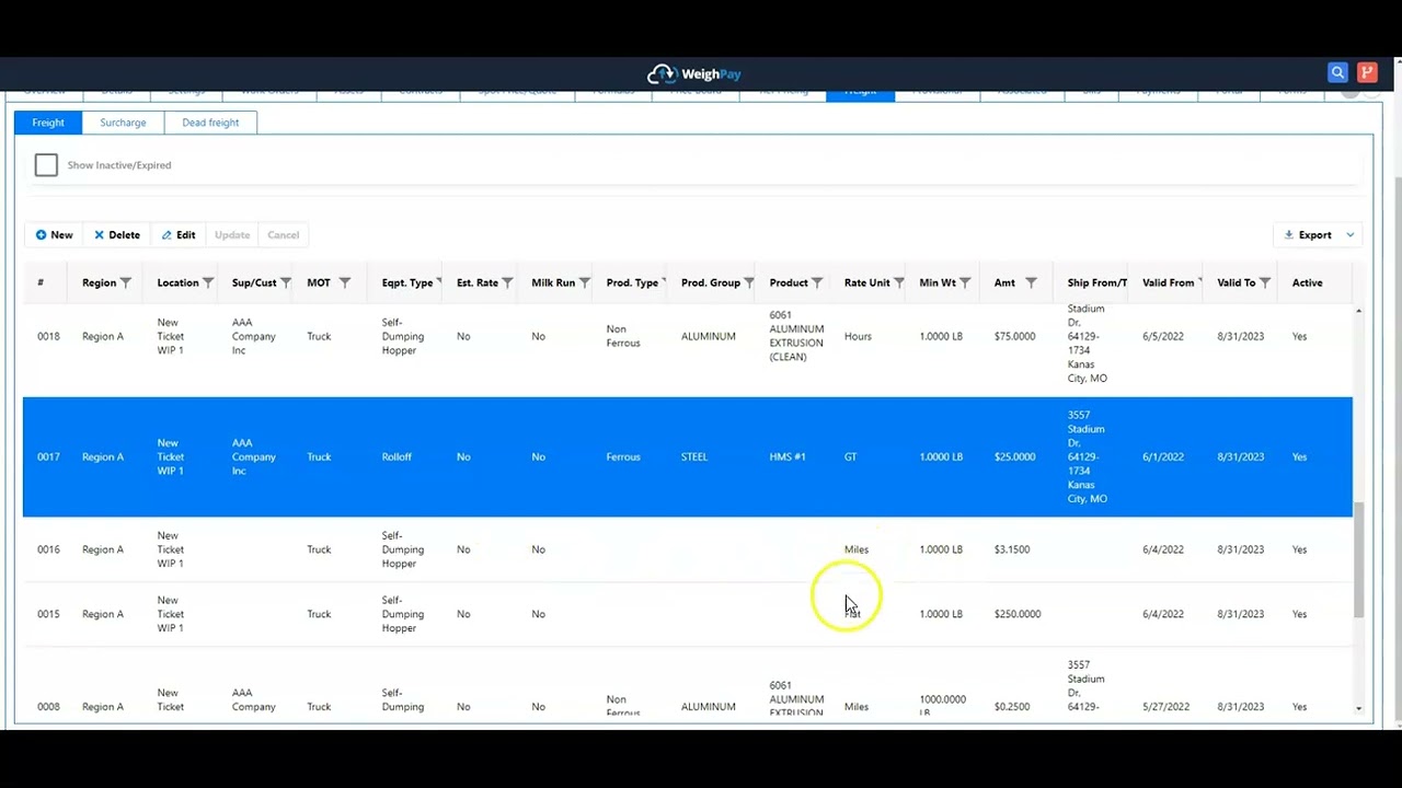 WPE Freight and Inventory