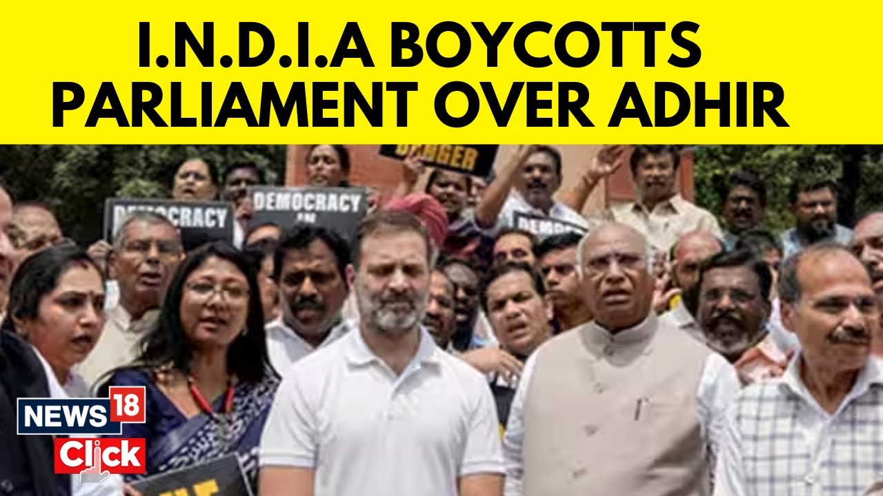 Opposition MPs Boycott Lok Sabha Proceedings,Hold Protest Over Adhir Chowdhury's Suspension | News18