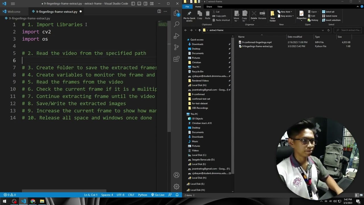 How to extract frames using Python and use it to evaluate the trained model?