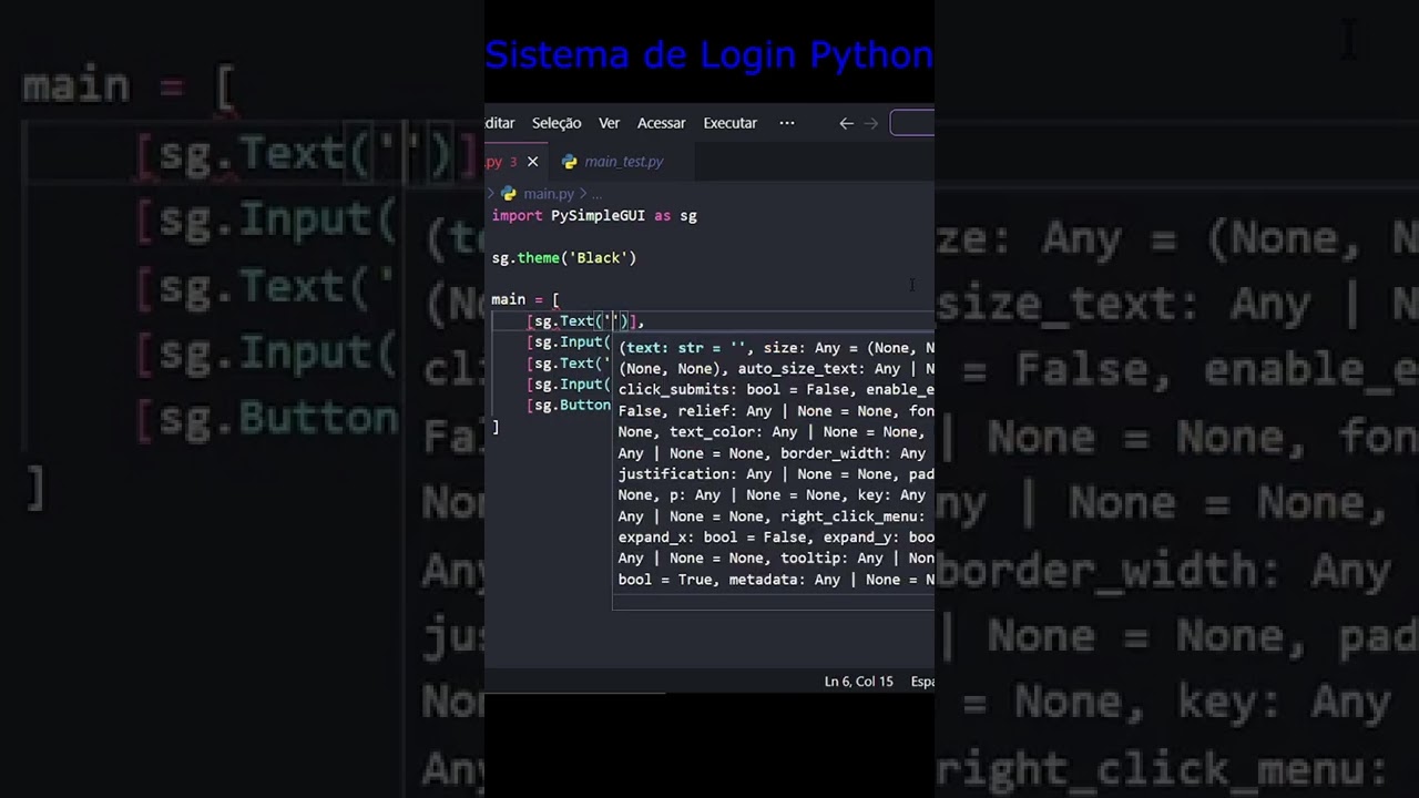 Sistema de Login Python #shorts #python