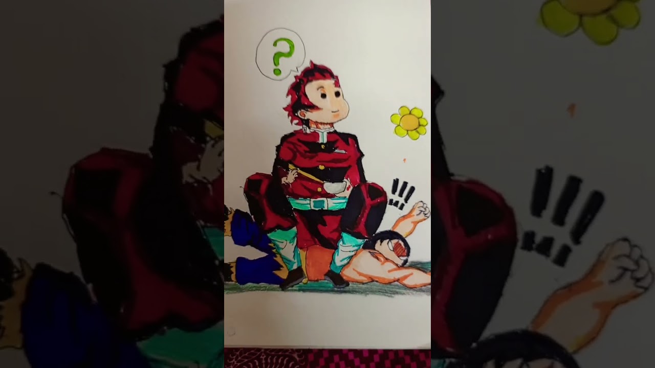 funny tanjiro and inosuke#anime#ytshort#demonslayer#art#chibi#cute.