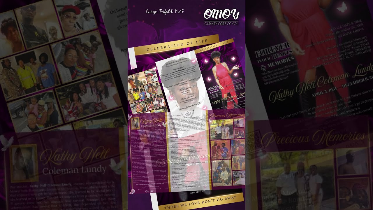 Kathy Lundy Funeral Program Design - Large Trifold