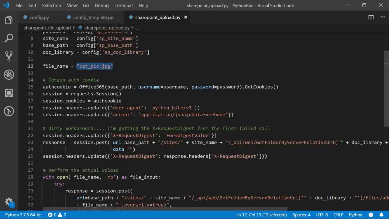 Python Bite - upload file to Sharepoint Online with Python