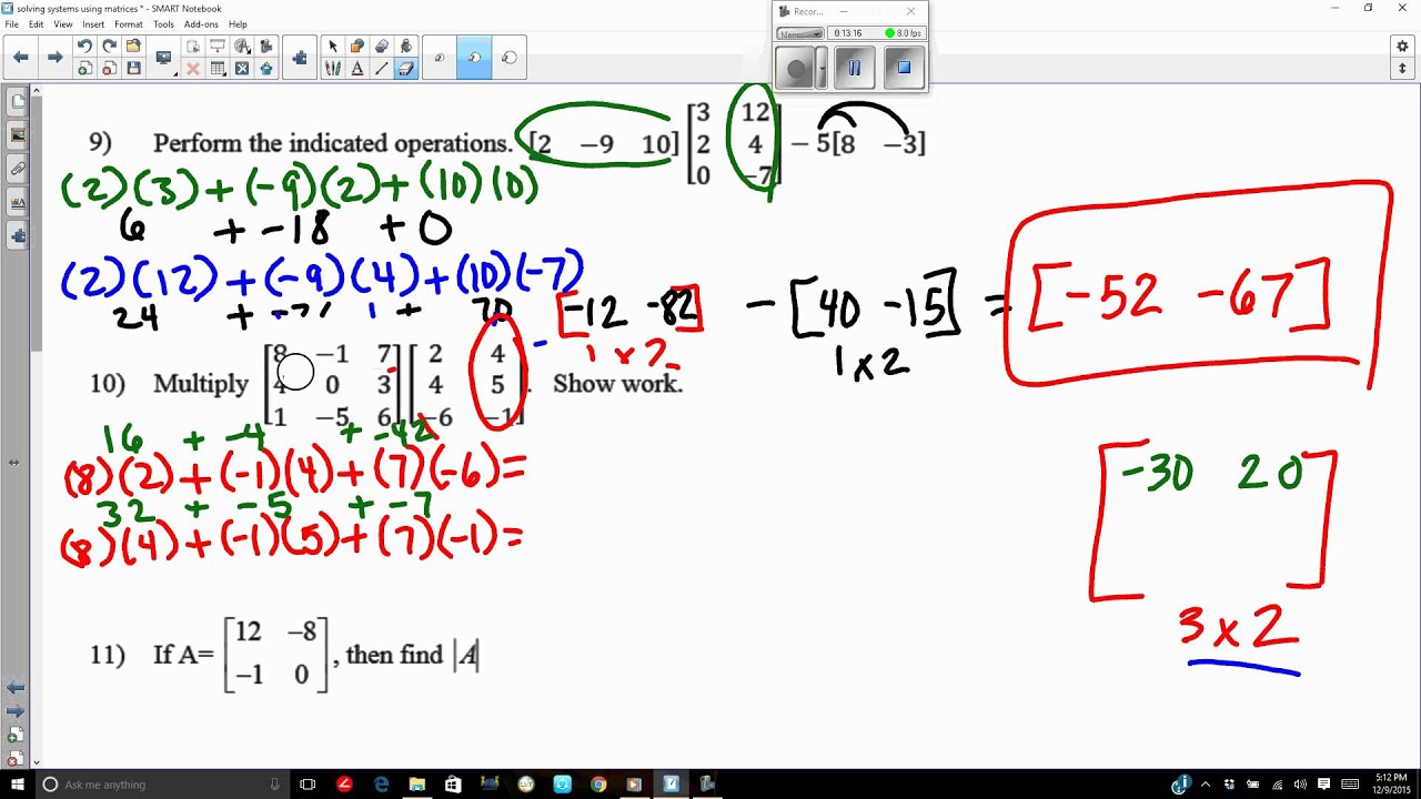 Matrices Test Review Video