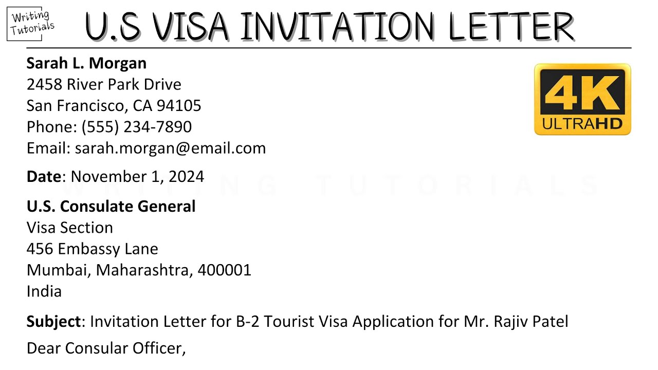 How To Write U S Visa Invitation Letter with Sample and Explanation | Writing Tutorials