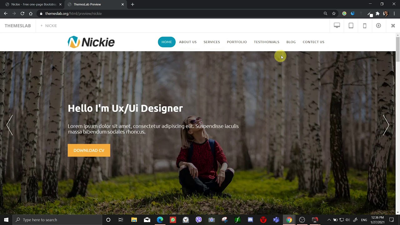 Nickie : Free one-page Bootstrap 4 HTML5 portfolio website template