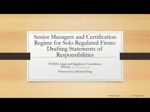 Senior Managers and Certification Regime: Drafting Statements of Responsibilities