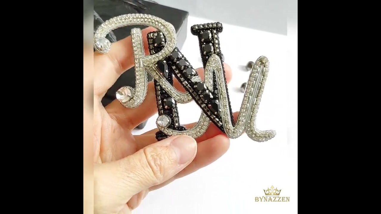Oversize 3 Initials Monogram Brooch/Personalized Name Pin/Custom Logo Brooch www.bynazzen.etsy.com