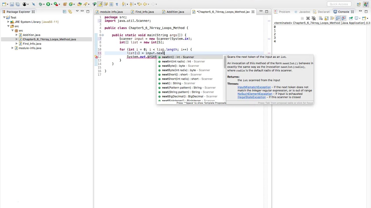 Java - Arrays,Loops, and Methods Chapter  5, 6, and 7