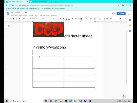 how to make a SIMPLE dungeons&dragons character sheet. Google docs method.