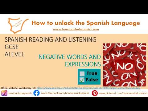 KEY SPANISH NEGATIVE WORDS AND EXPRESSIONS Spanish GCSE 9-1 Reading and Listening exams - HIGHER.