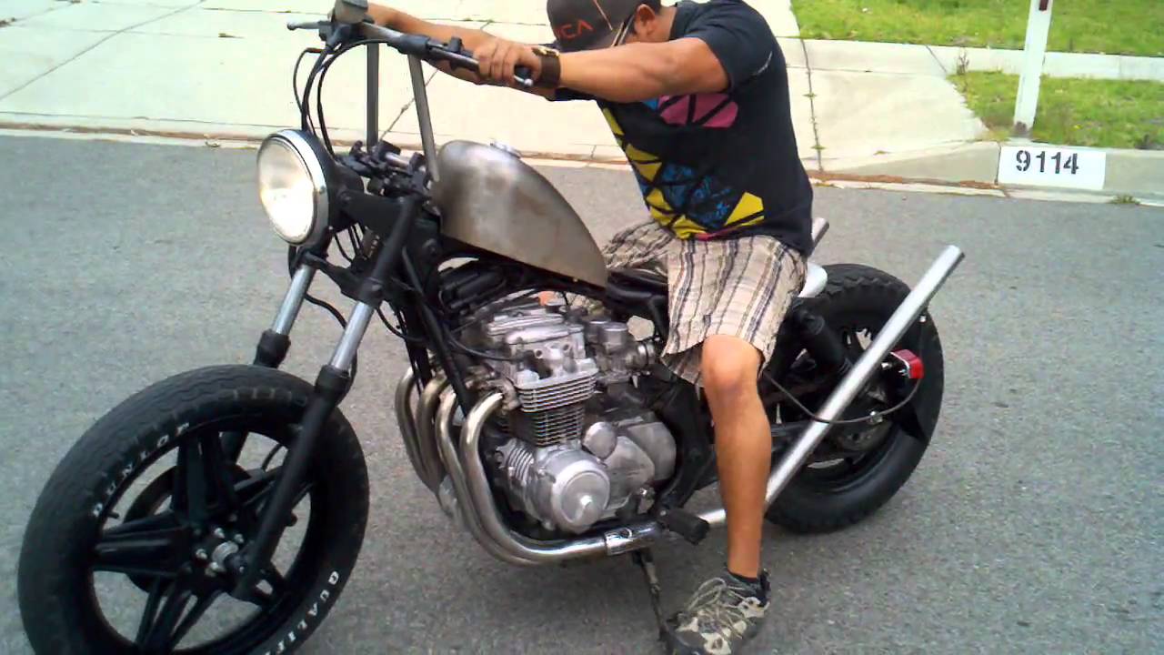 Redemption Cycles - CB650 Bratstyle Bobber Shooting Flames Out of Exhaust