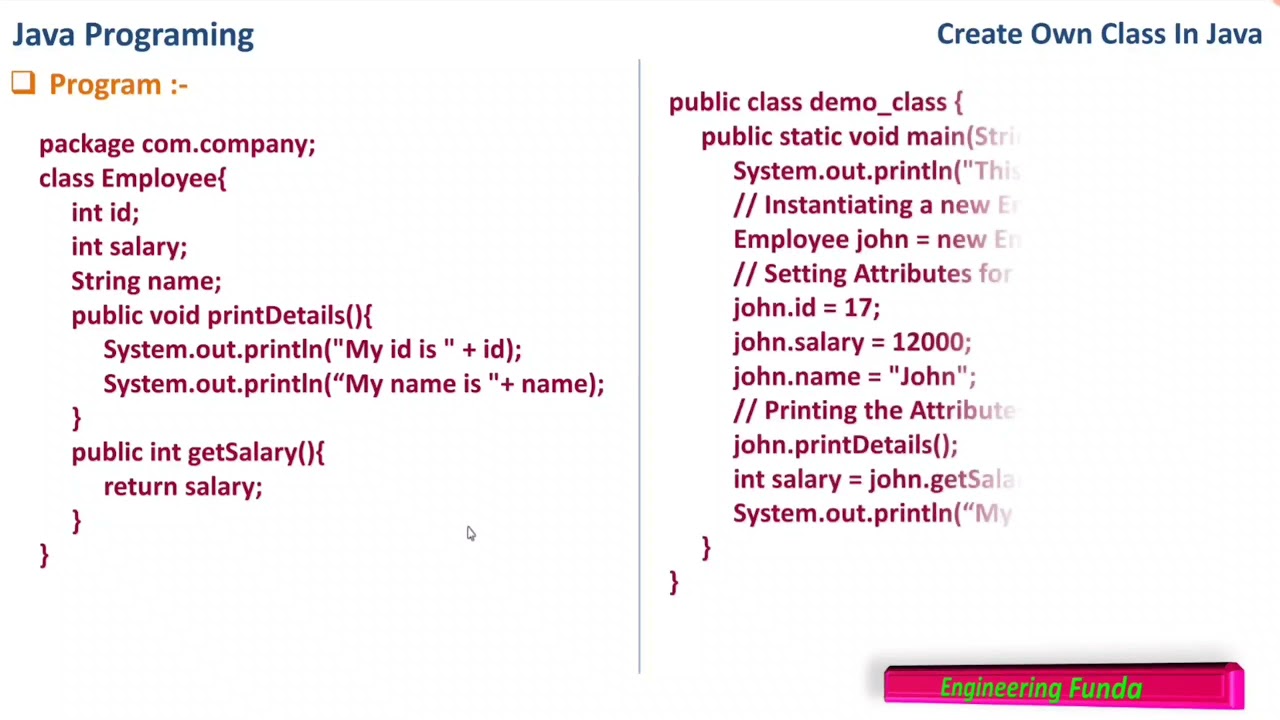 Create own class - Java Programming