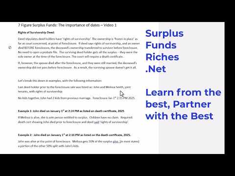 Surplus Funds: 7 Figure Knowledge - 1 of 4 importance of dates