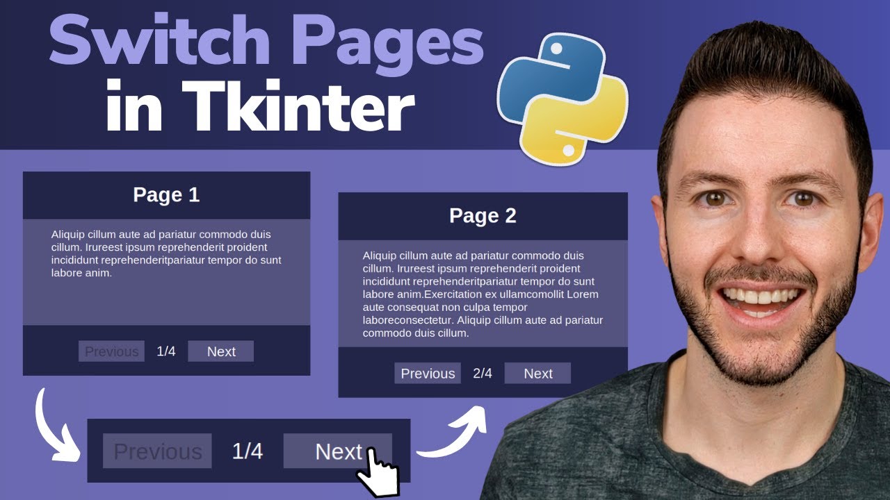 Python Tkinter GUI Application With Multiple Pages | Switch Pages in Tkinter | Tkinter Pagination