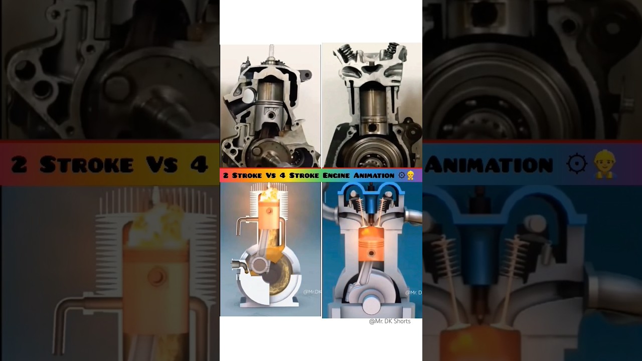 2 stroke Vs 4 stroke engine animation video ⚙️👷‍♂️ #cad #engineering #animation #mechanical #3d 🔥