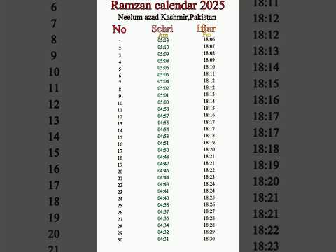 Ramzan calendar Neelum 2025 | Ramadan calendar Neelum 2025 #ramzan #shorts #calendar #ramadan