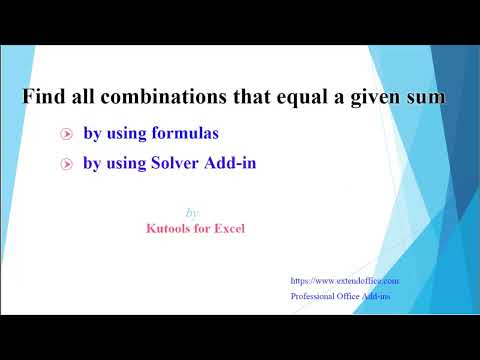 How To Find All Combinations That Equal A Given Sum In Excel