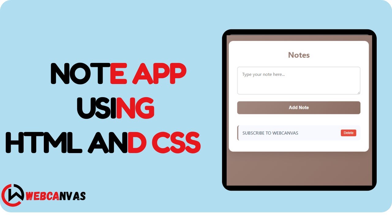 Notes App | HTML CSS JS | Web Canvas